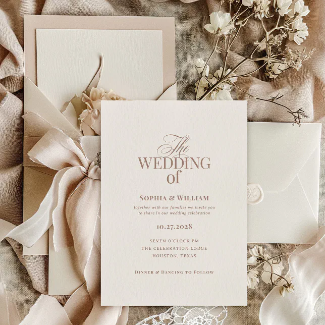 Simple Luxe Ivory and Taupe | Neutral Wedding Invitation | Zazzle