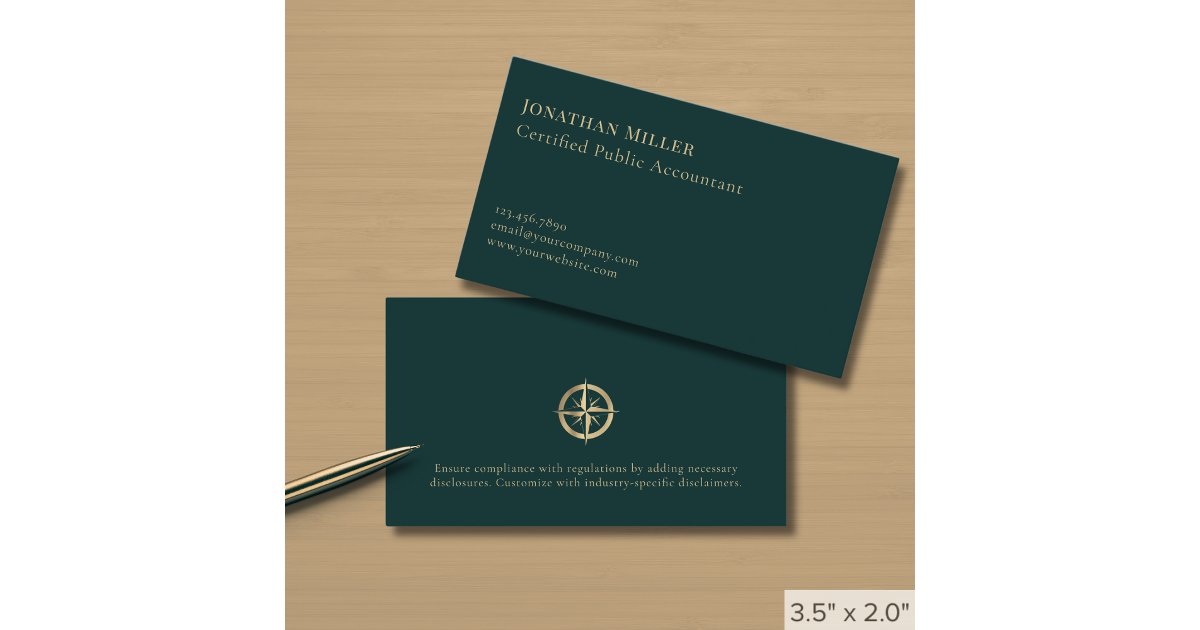 Simple Luxury Gold Compass Logo Business Card | Zazzle