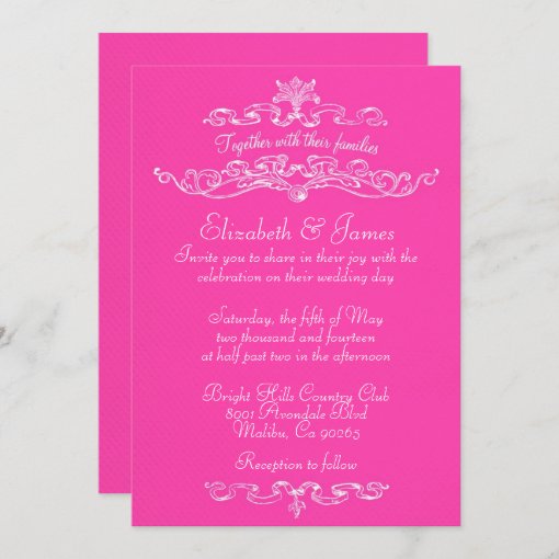 Simple Luxury Hot Pink Wedding Invitations | Zazzle