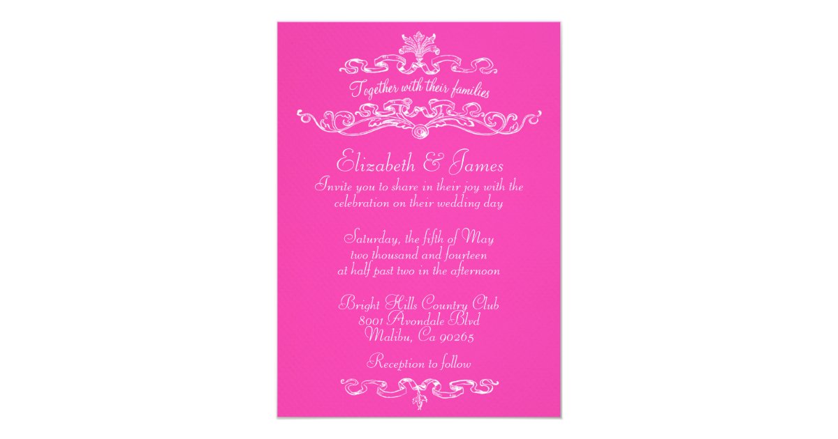 Simple Luxury Hot Pink Wedding Invitations | Zazzle.com