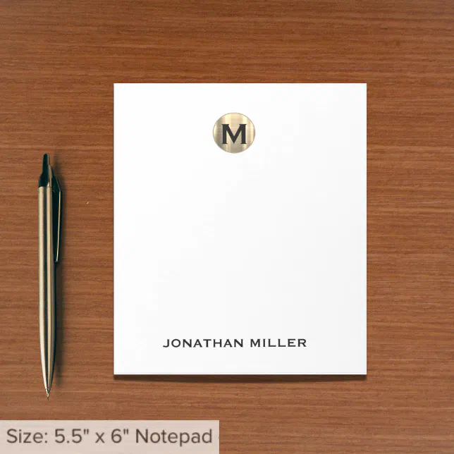 Simple Luxury Monogram Notepad | Zazzle