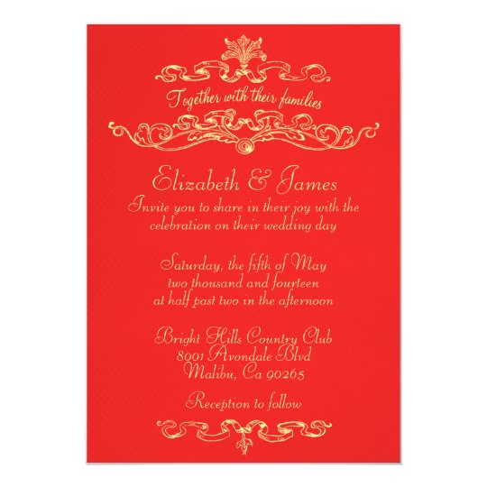 Simple Luxury Red And Gold Wedding Invitations | Zazzle.com