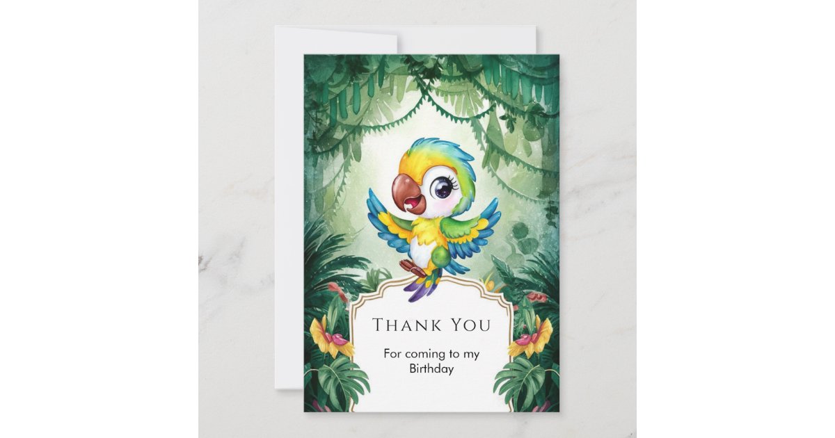 Simple Magical Parrot Thank You card | Zazzle