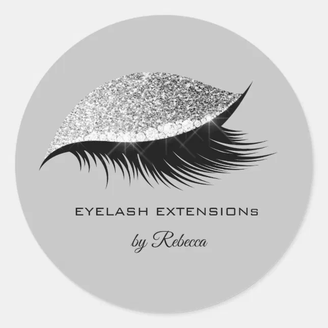 Simple Makeup Beauty Eyelash Lashes Glitter Silver Classic Round ...