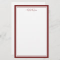 Simple Maroon Two Monogram Thick and Thin Border Stationery | Zazzle