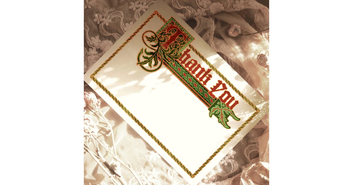 Simple Medieval Illuminated Thank You Card | Zazzle