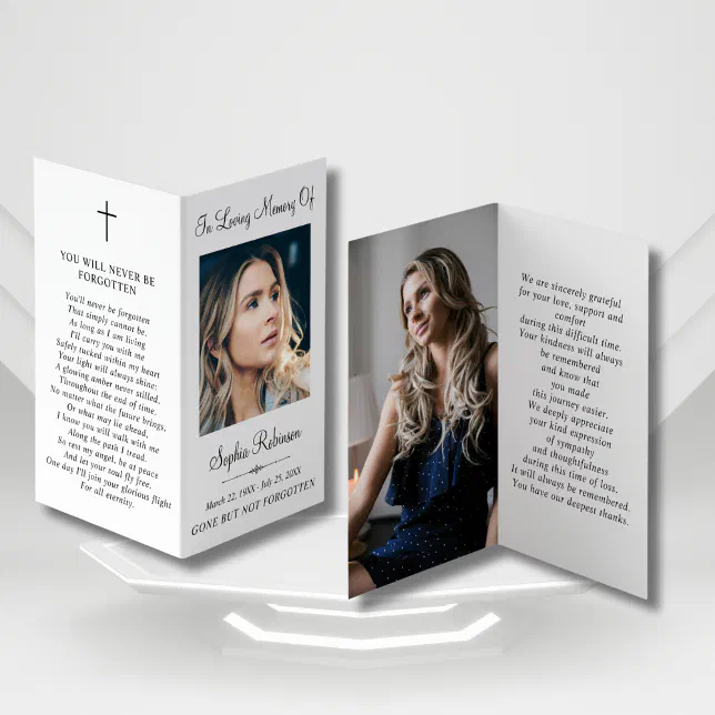 Simple Memorial Funeral Photo Folder Prayer Card | Zazzle