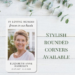 Simple Memorial Funeral Photo Prayer Card | Zazzle