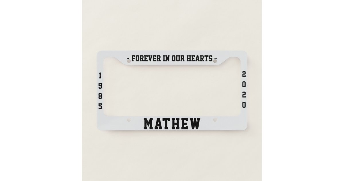 Simple Memorial License Plate License Plate Frame | Zazzle