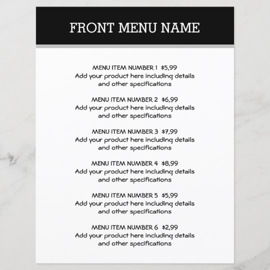 Simple menu price list template for any business | Zazzle.com
