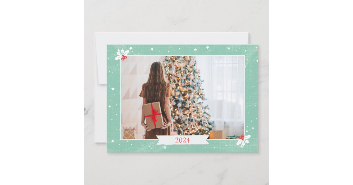 Simple Merry Christmas Photo Note Card | Zazzle