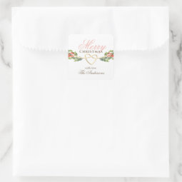 Simple Merry Christmas Square Sticker | Zazzle