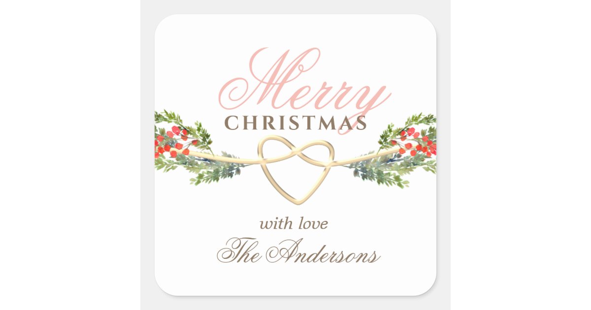Simple Merry Christmas Square Sticker | Zazzle