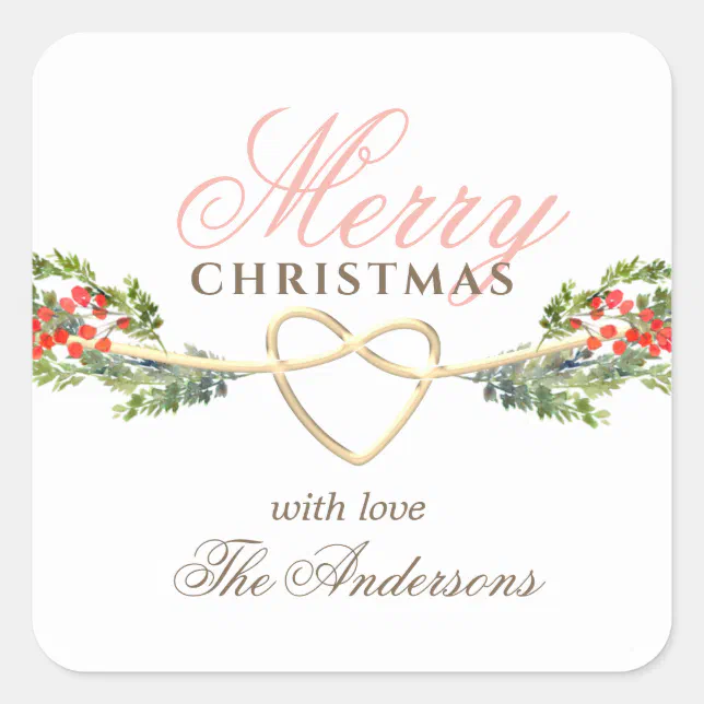 Simple Merry Christmas Square Sticker | Zazzle