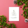 Simple Merry Christmas Tree Script Typography Foil Holiday Card | Zazzle