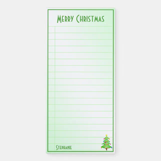 Simple Merry Christmas Tree To Do List: Your Name Magnetic Notepad | Zazzle