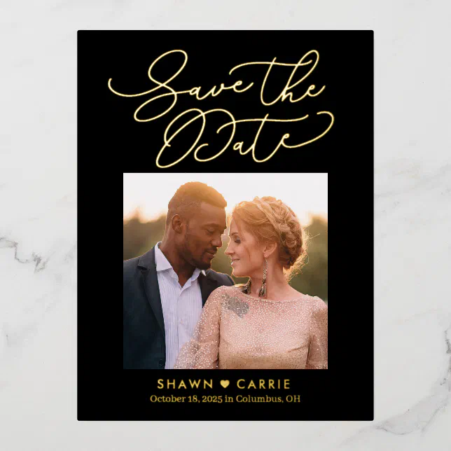 Simple Message Foil Save The Date Postcard | Zazzle