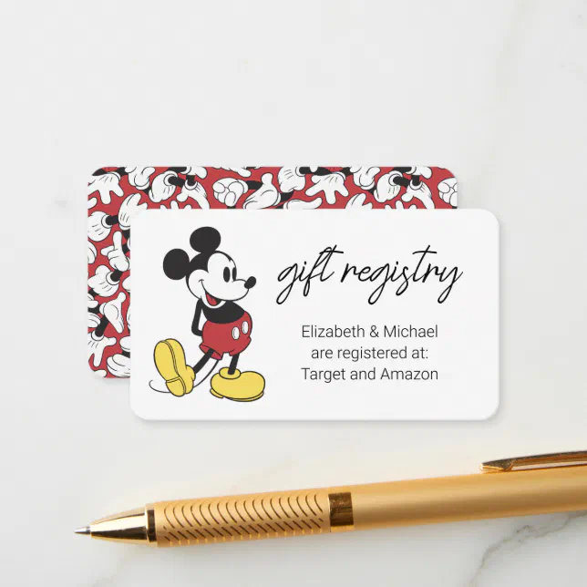Simple Mickey Mouse | Baby Shower Gift Registry Enclosure Card | Zazzle