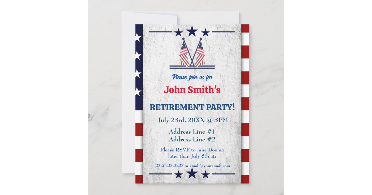 Simple Military Party Patriotic American Flag Invitation | Zazzle