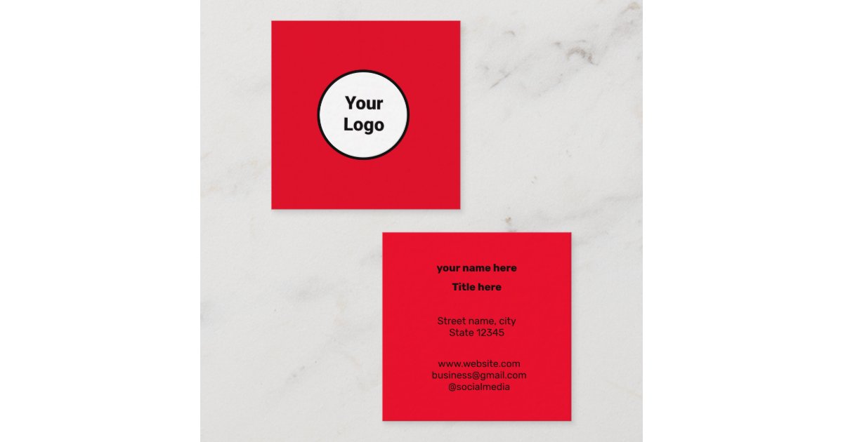 SIMPLE MINIMAL ADD YOUR LOGO CUSTOM TEXT HERE BUSI SQUARE BUSINESS CARD ...