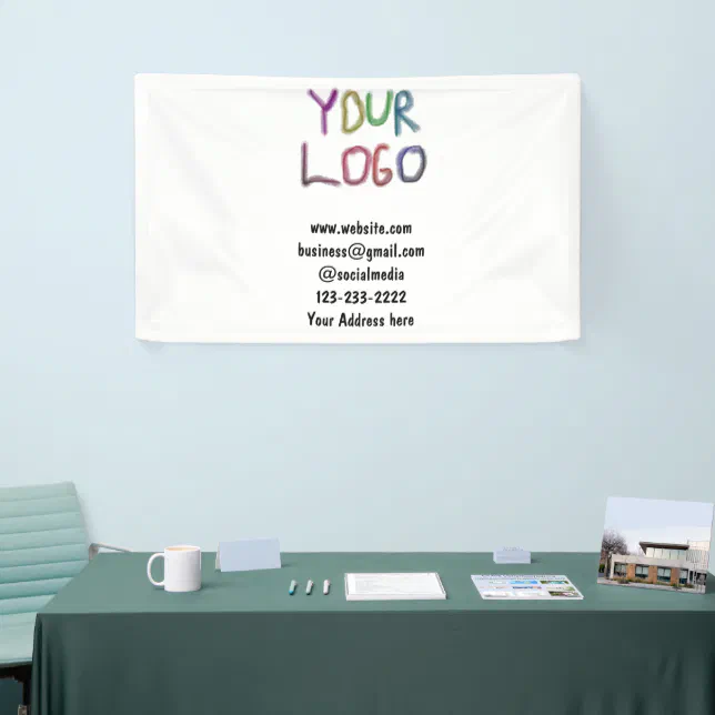 simple minimal add your logo/design here text pos banner | Zazzle