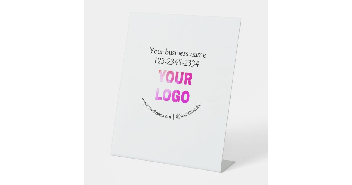 simple minimal add your logo/design here text pos pedestal sign | Zazzle