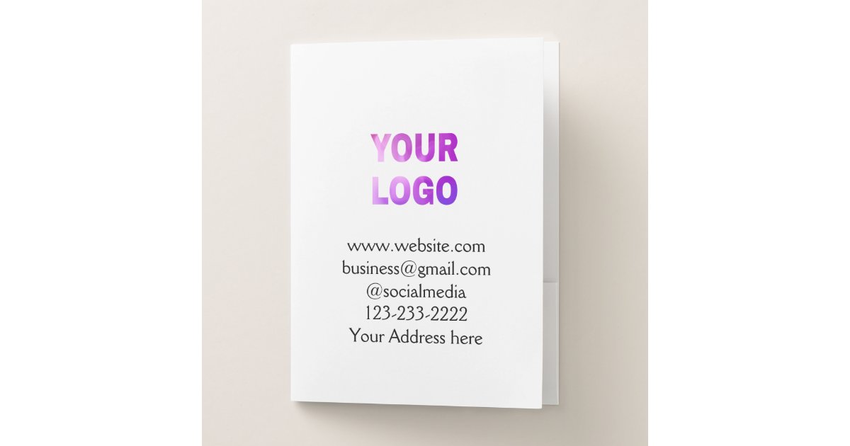 simple minimal add your logo/design here text pos pocket folder | Zazzle