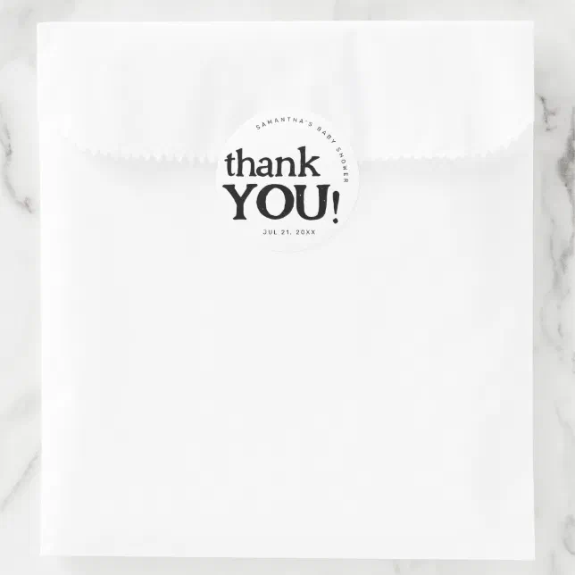 Simple Minimal Baby Shower Thank You Sticker | Zazzle