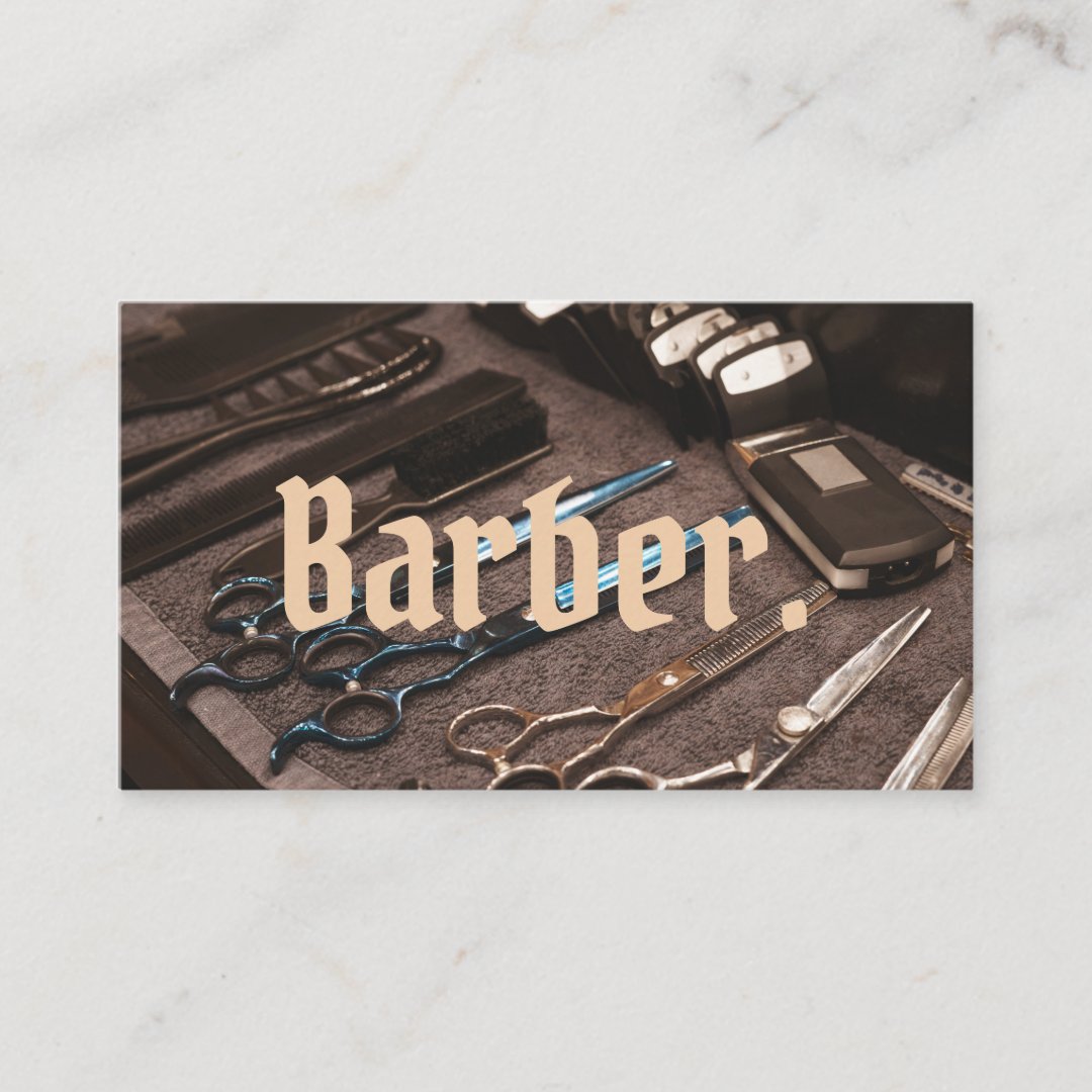 Simple Minimal Barber Photo Typography Unique Cool Business Card | Zazzle