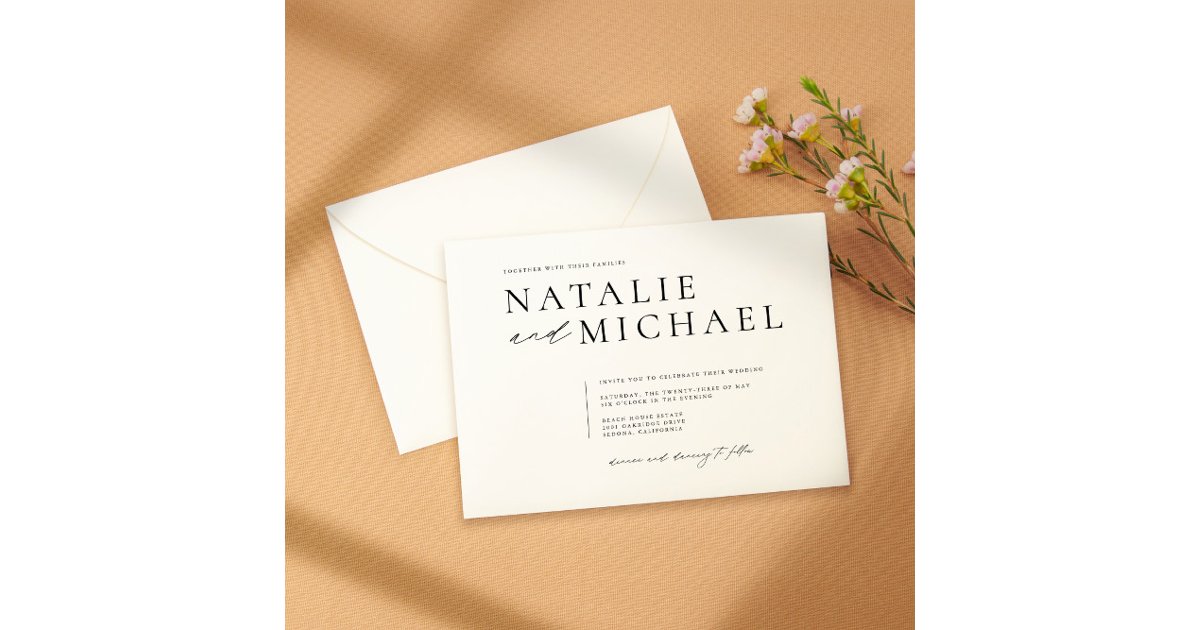 Simple Minimal Black & White Modern Square Wedding Invitation | Zazzle