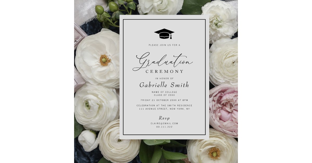 simple minimal college graduation ceremony invitation | Zazzle