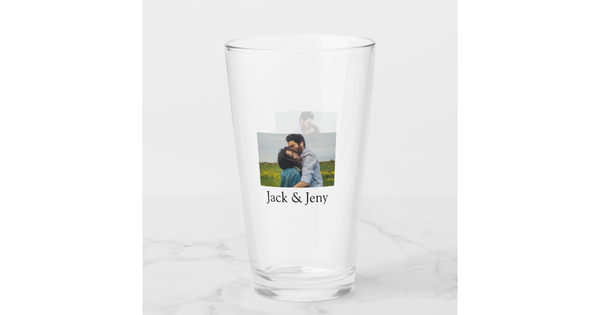 Simple minimal colorful add name photo text cust glass | Zazzle
