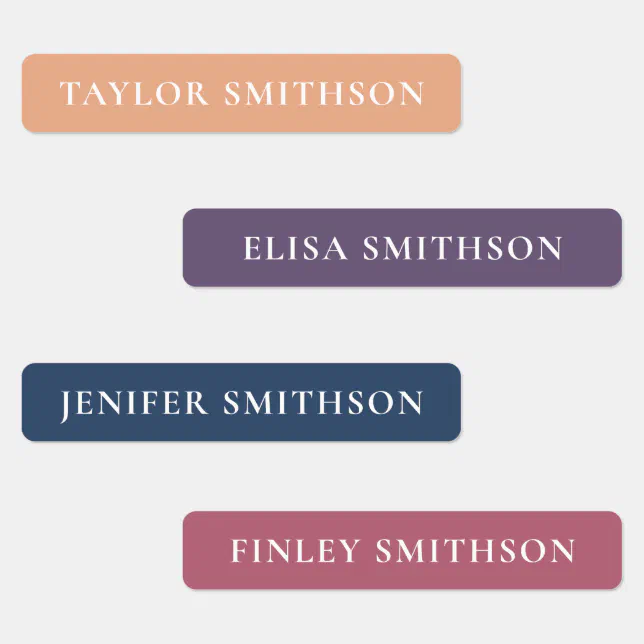 Simple Minimal Coral Navy Blue Girly Custom Name Labels | Zazzle