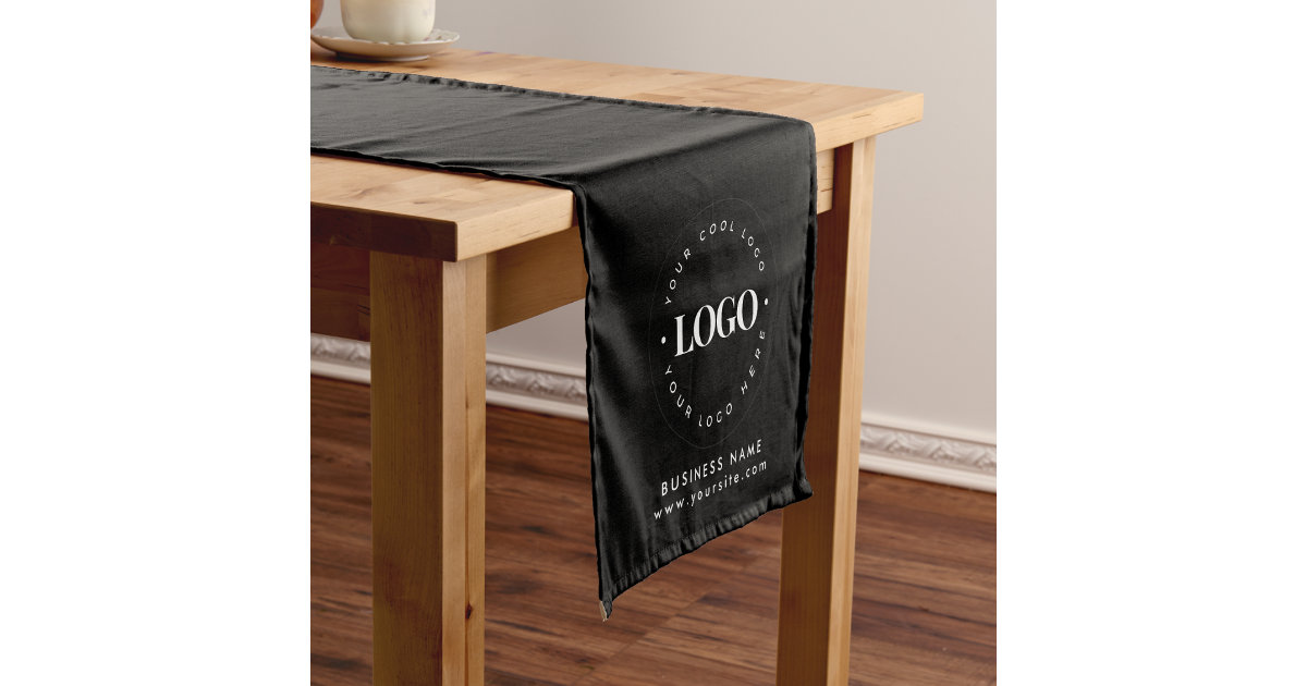 Simple Minimal Custom Logo & Text Business Company Short Table Runner ...