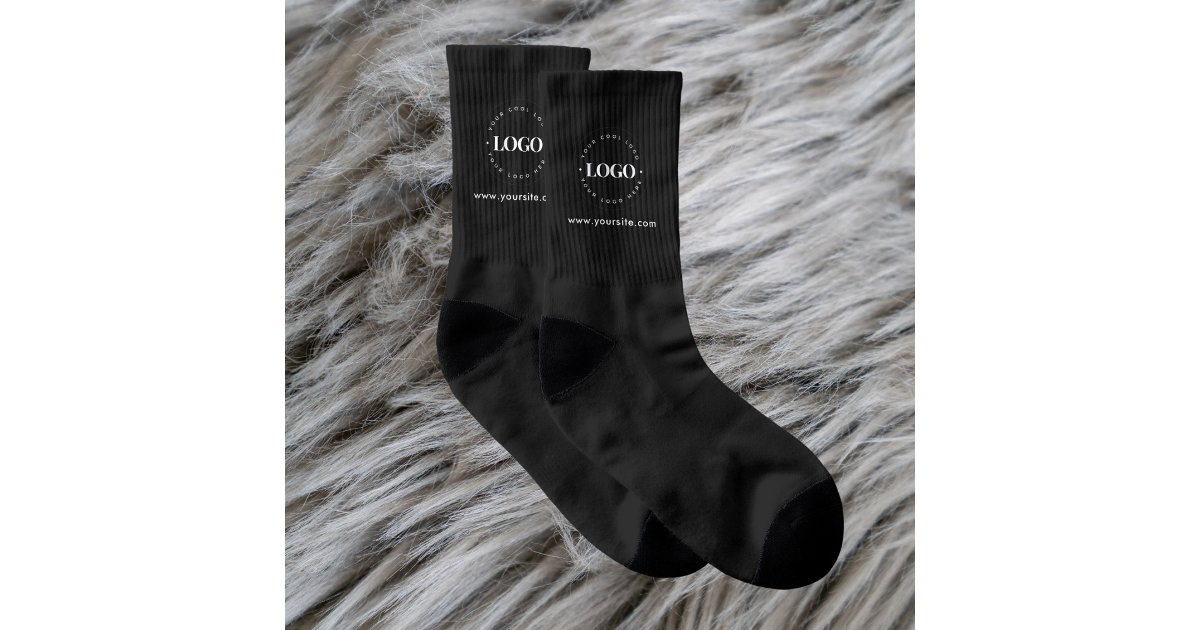 Simple Minimal Custom Logo & Text Business Company Socks | Zazzle