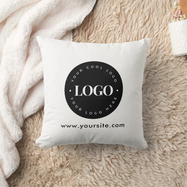 Simple Minimal Custom Logo & Text Business Company Throw Pillow | Zazzle