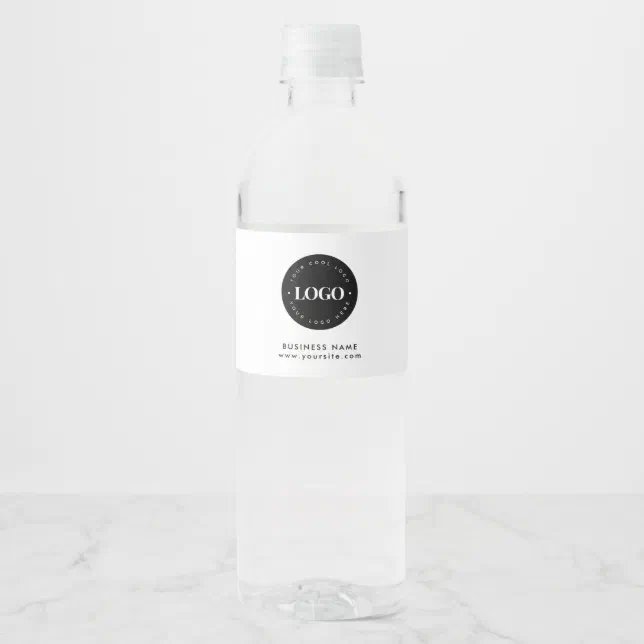 Simple Minimal Custom Logo & Text Business Company Water Bottle Label ...