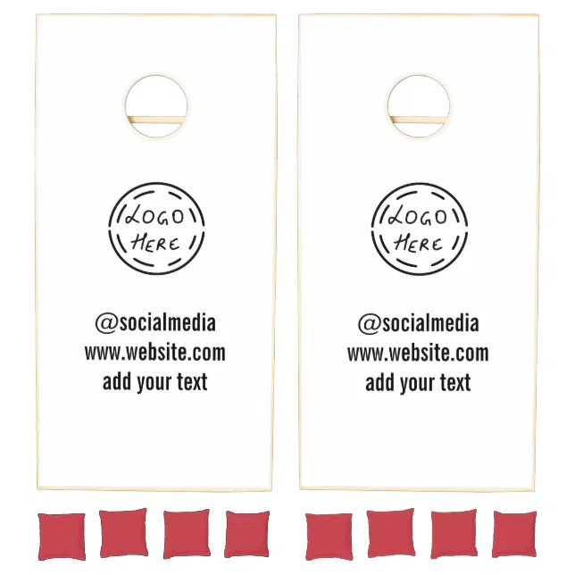 simple minimal custom watercolor add logo website cornhole set | Zazzle