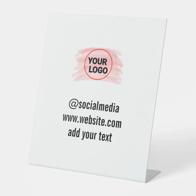 simple minimal custom watercolor add logo website pedestal sign | Zazzle