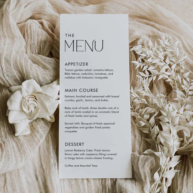 Simple Minimal Dinner Wedding Menu | Zazzle