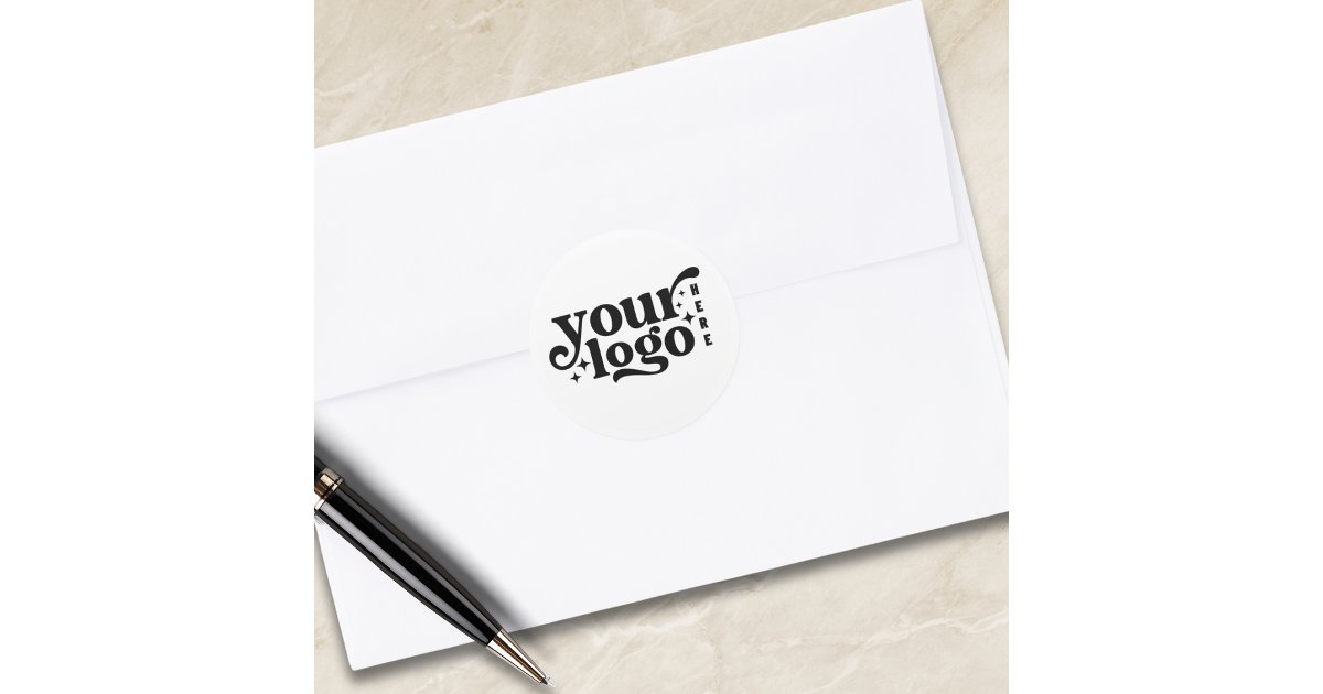 Simple Minimal Elegant Custom Company Logo Here Classic Round Sticker ...