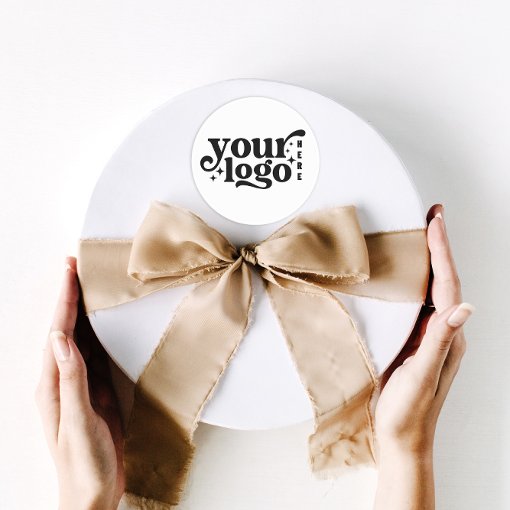 Simple Minimal Elegant Custom Company Logo Here Classic Round Sticker ...