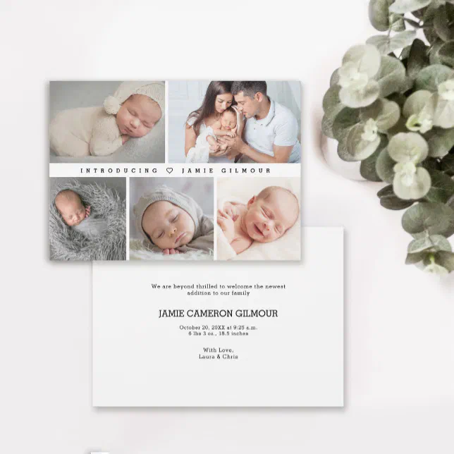 Simple minimal Introducing Baby Photos Invitation | Zazzle