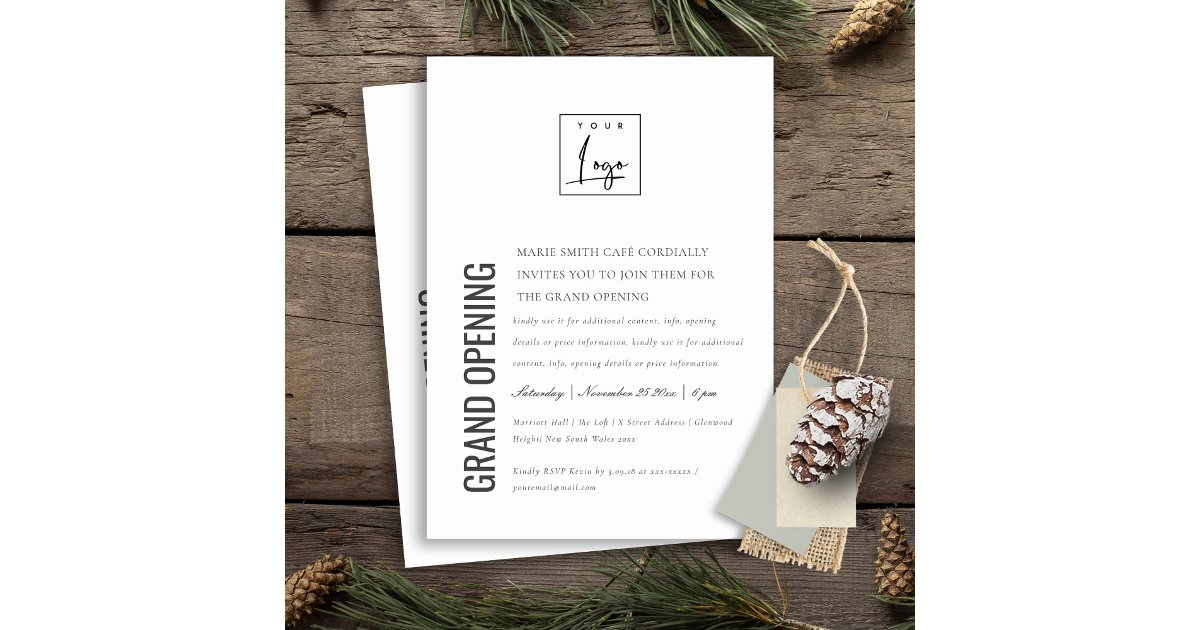 Simple Minimal Logo Business Grand Opening Invite | Zazzle