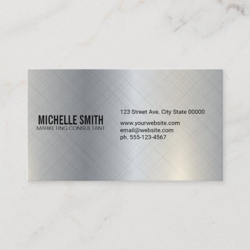 Simple Minimal Metallic Silver Texture Background Business Card | Zazzle