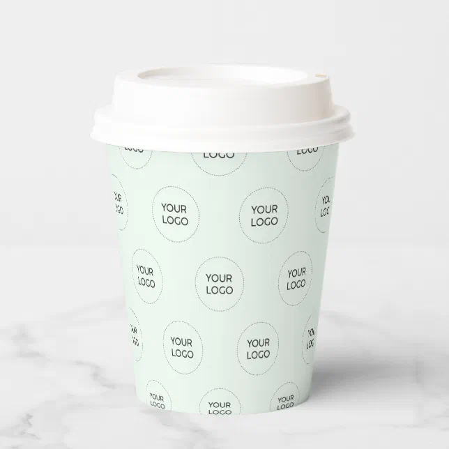 Simple Minimal Mint Green Business Logo Pattern Paper Cups | Zazzle