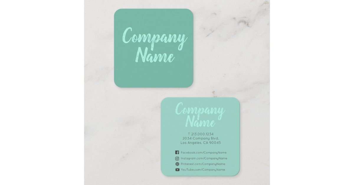 Simple Minimal Mint Green Square Business Card | Zazzle