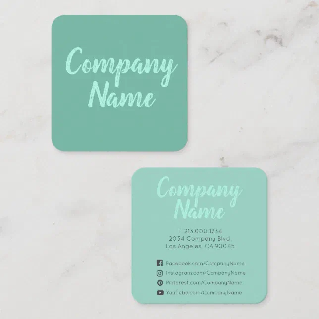 Simple Minimal Mint Green Square Business Card | Zazzle