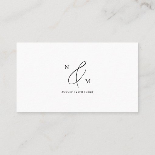 Simple Minimal Modern Calligraphy Flat Wedding Place Card | Zazzle