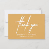 Simple Minimal Modern Script Mustard Yellow Thank You Card | Zazzle